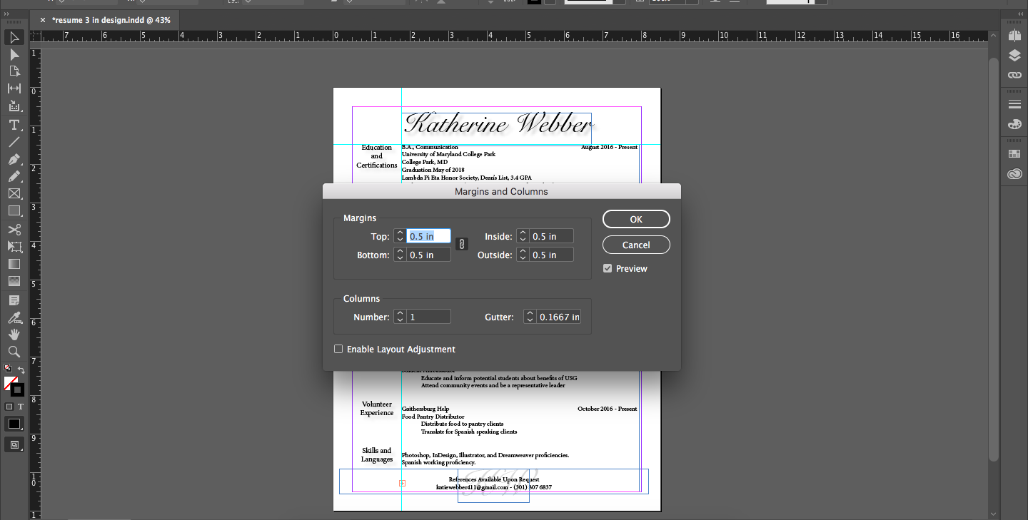 Tips for using Adobe InDesign CC + Creating a resume! | The ...